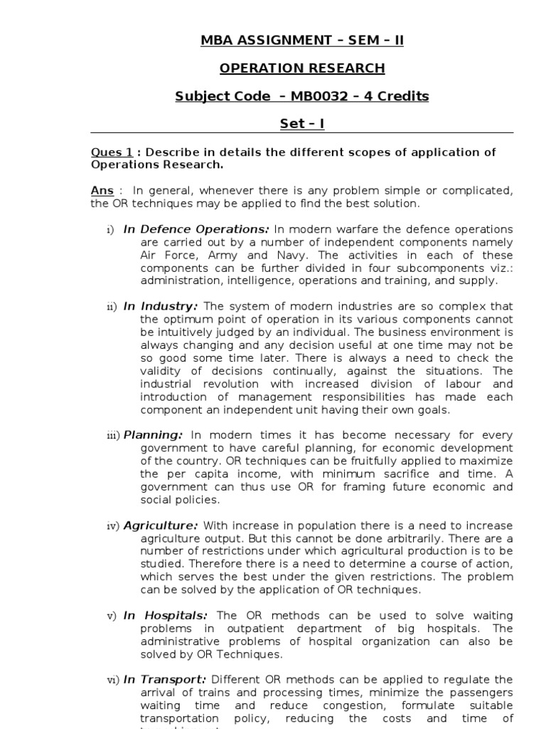 MB0032 - Operation Research | PDF | Mathematical Optimization | Linear Programming