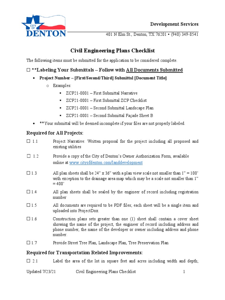 Civil Engineering Plans Checklist PDF | PDF | Sanitary Sewer | Storm Drain