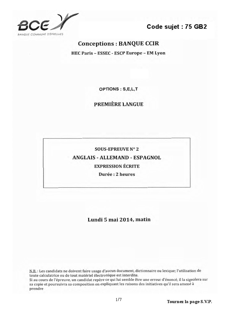 2014 Elvi Allemand Anglais Espagnol | PDF