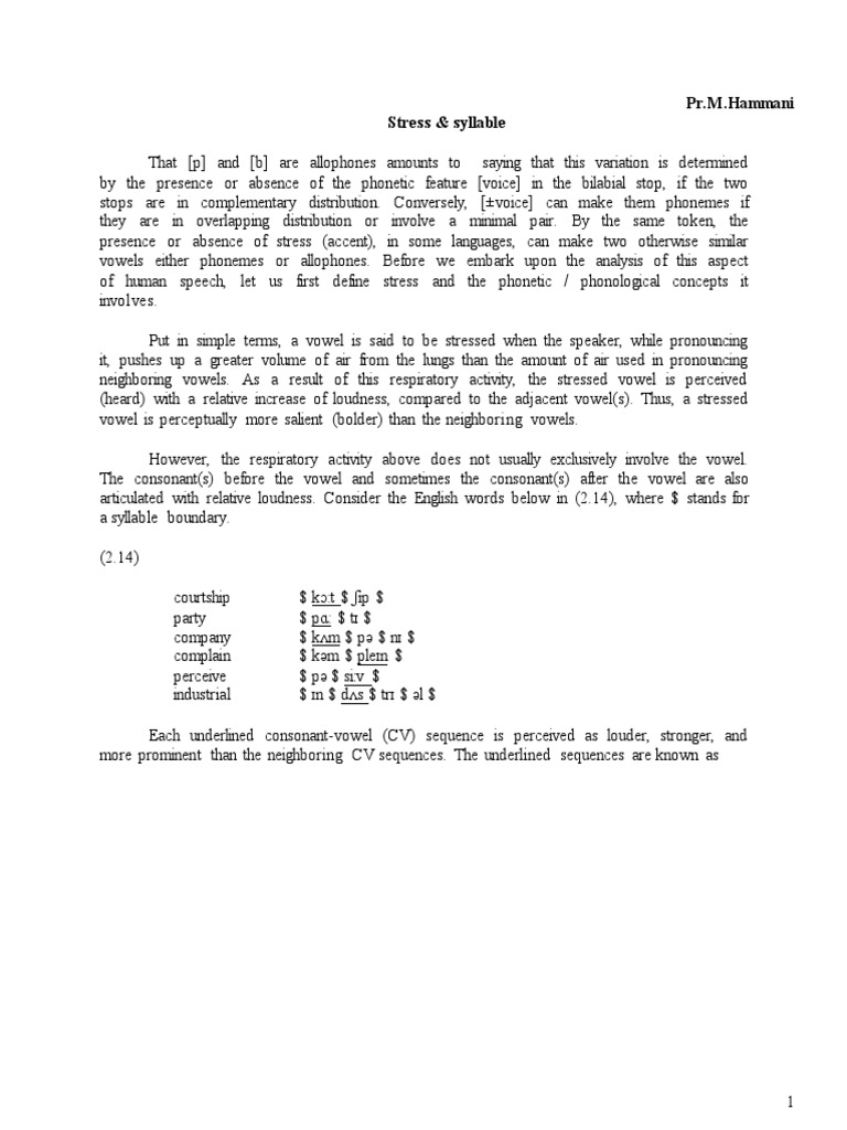 Stress Syllable | PDF | Syllable | Stress (Linguistics)