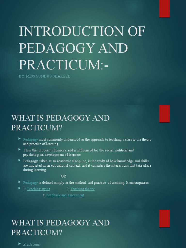 Introduction of Pedagogy and Practicum | PDF | Constructivism (Philosophy Of Education) | Pedagogy