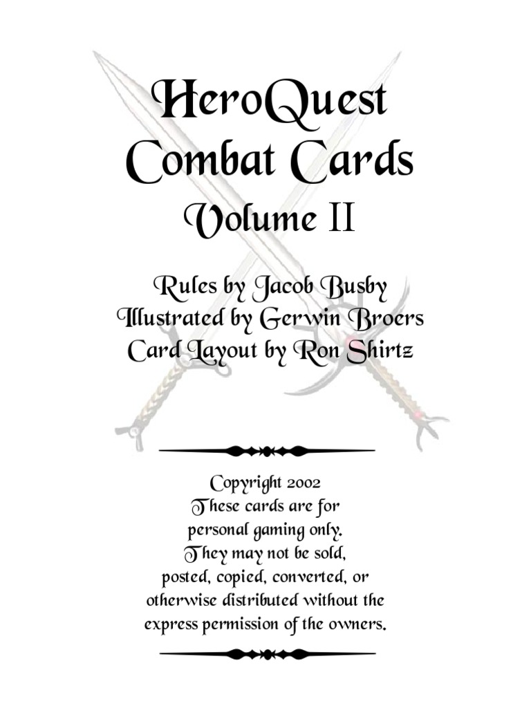 HeroQuest - Combat Cards 2 | PDF