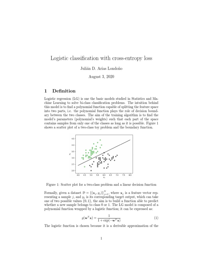 Logistic Classification With Cross-Entropy Loss: Juli An D. Arias Londo ...