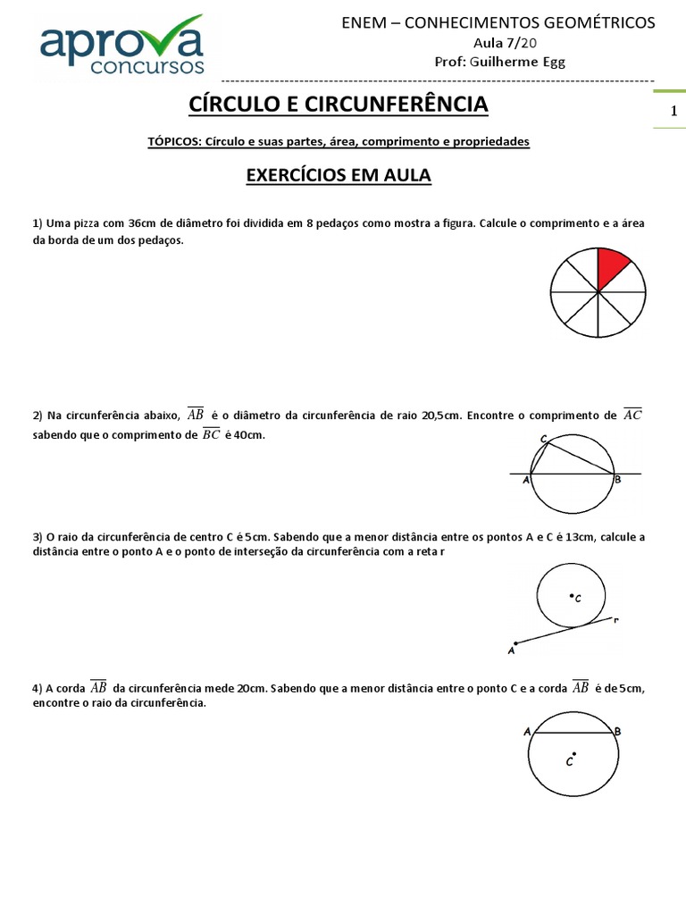 Círculo e Circunferência: Propriedades, Área, Comprimento e Exercícios ...