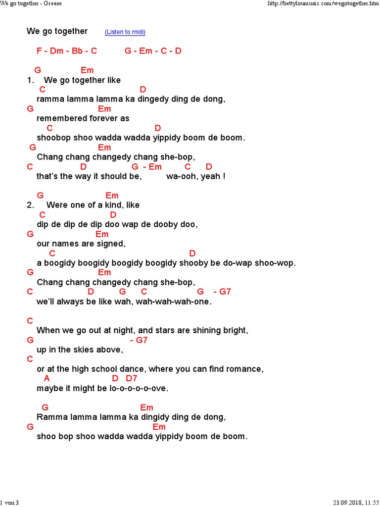 We Go Together - Grease | PDF