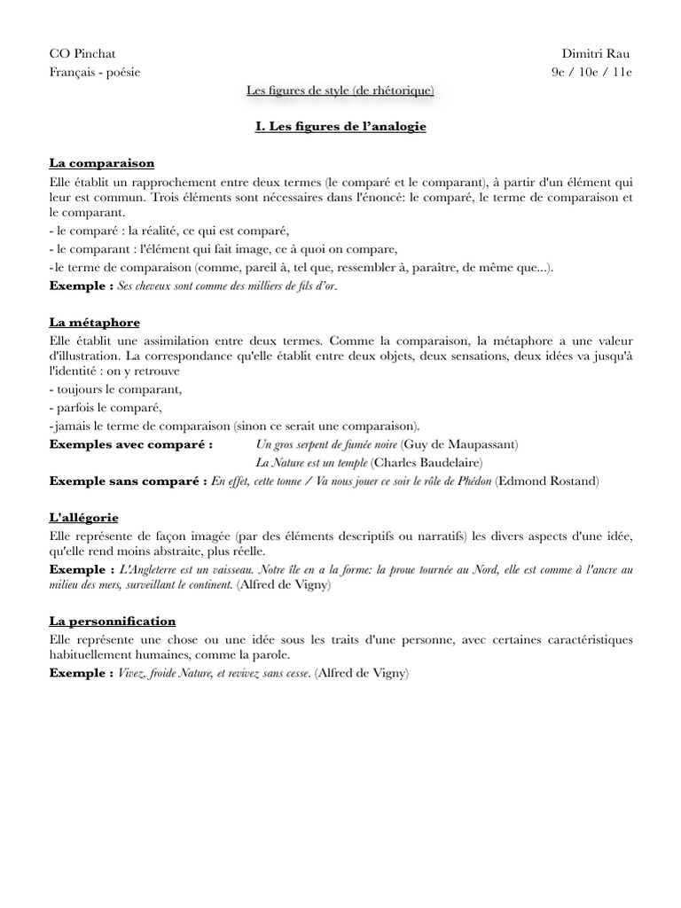 Figures de Style 2 | PDF | Métaphore | Mécanismes de la poésie