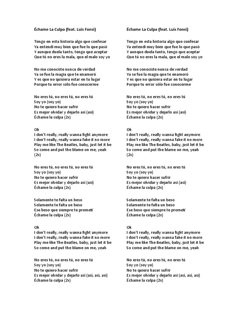 Échame La Culpa | PDF