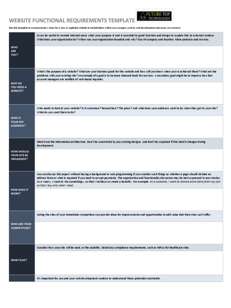 Ic Website Functional Requirements Template Pdf | Pdf | Internet & Web 