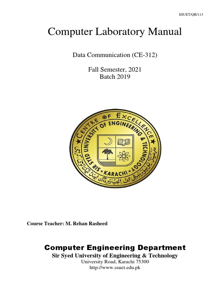 Computer Laboratory Manual: Data Communication (CE-312) Fall Semester ...