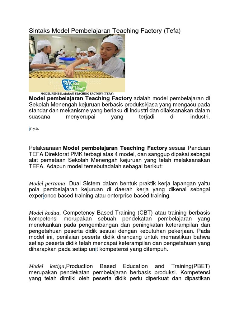 Sintaks Model Pembelajaran Teaching Factory | PDF