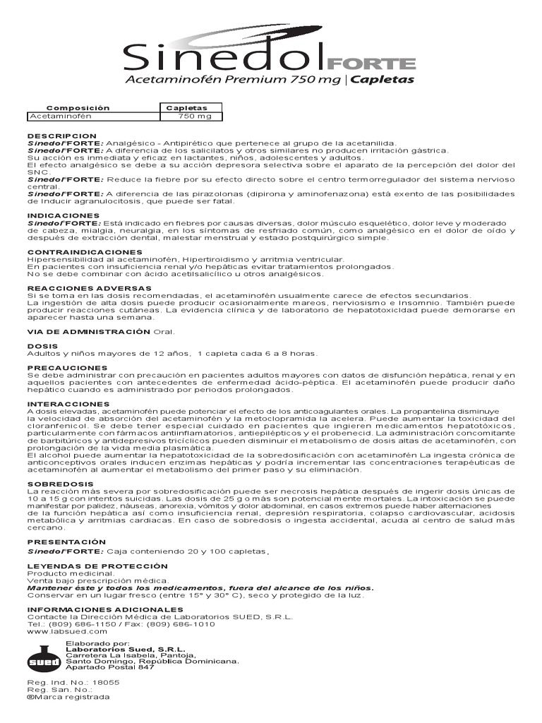 Sinedol Forte Inserto WEB | PDF | Medicamentos con receta | Drogas que ...