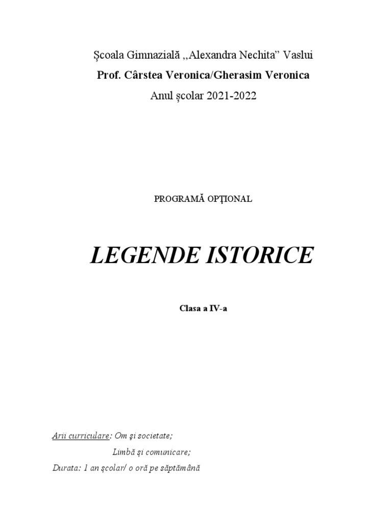 Optional Legende Istorice | PDF