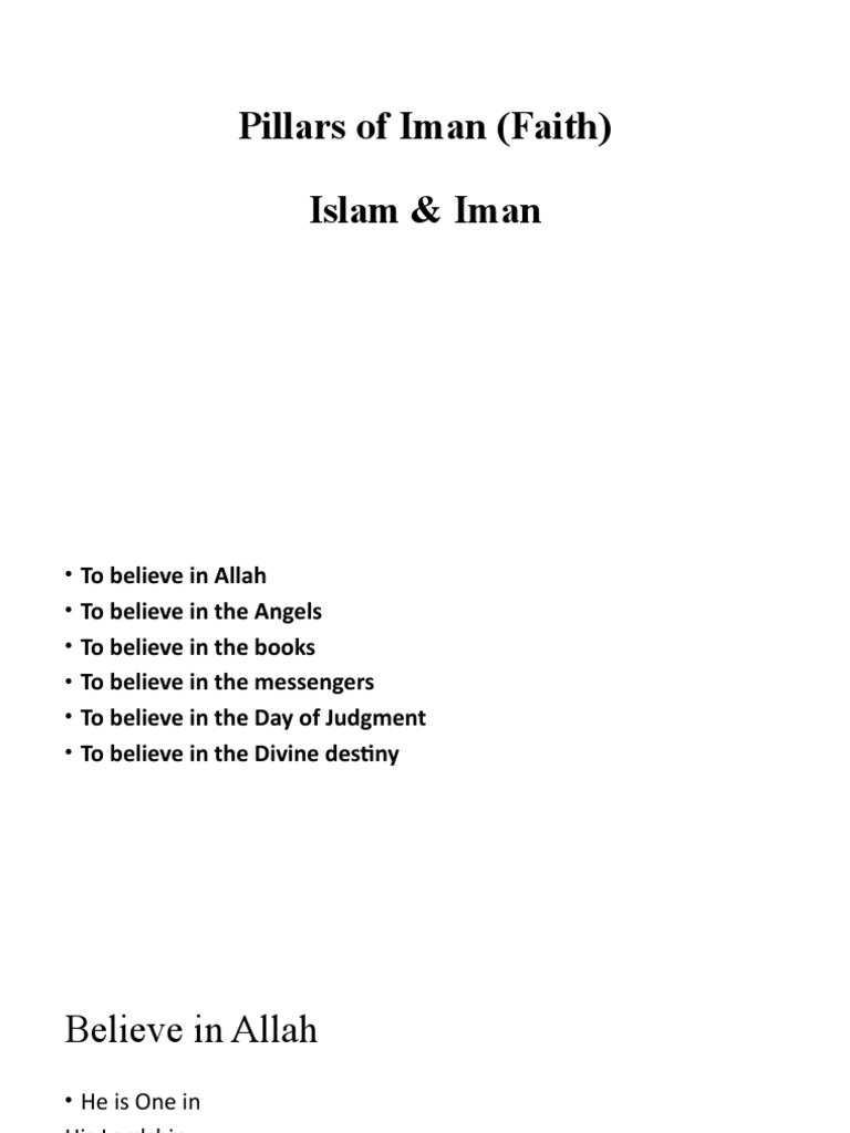 Pillars of Iman (Faith) Islam & Iman | PDF | Prophets And Messengers In ...