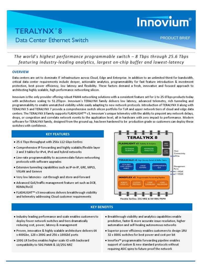 Innovium TL8 Product Brief v1.0 | PDF | Computer Network | Cloud Computing
