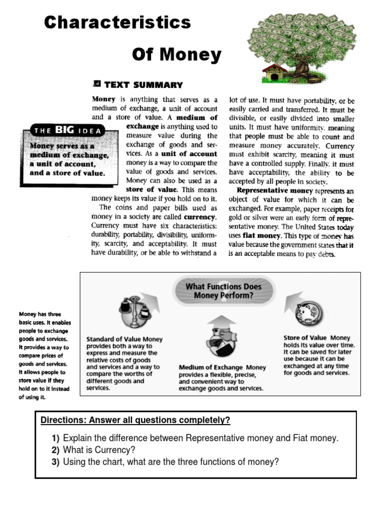Characteristics of Money | PDF | Money | Currency