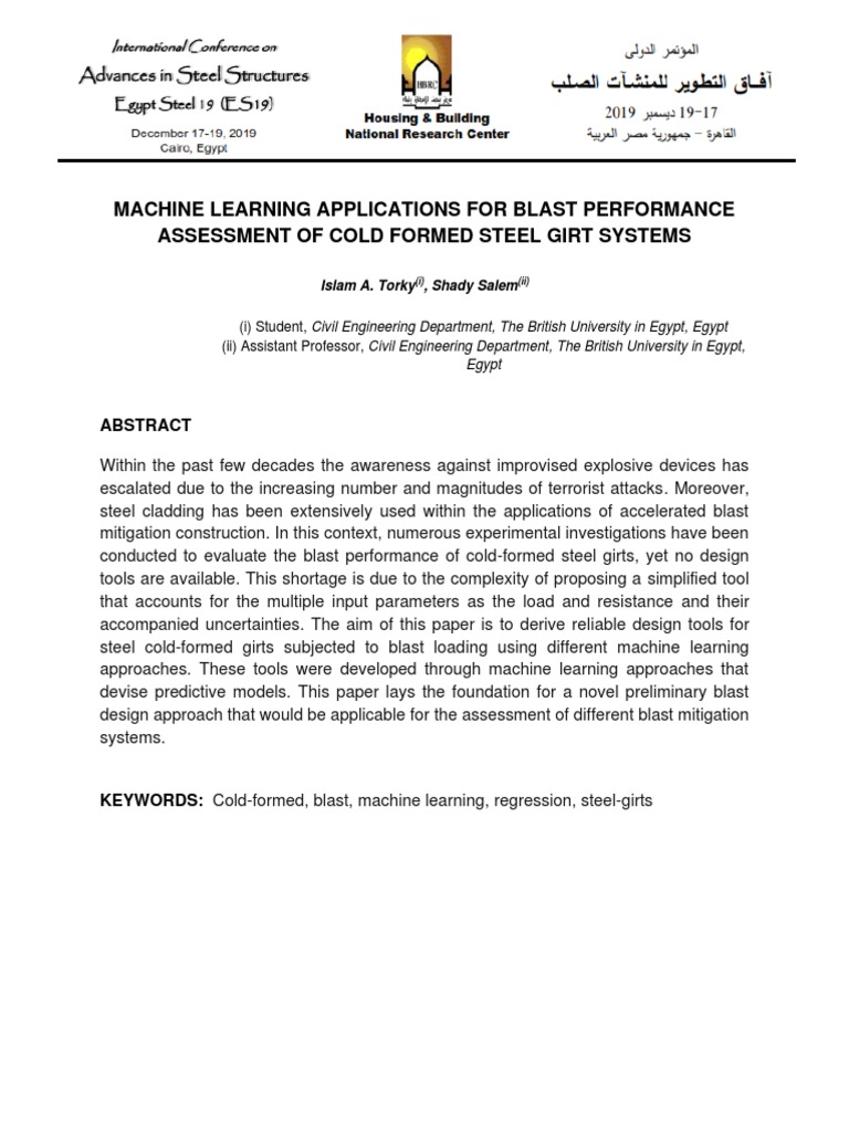 Machine Learning Applications For Blast Performance Assessment of Cold ...