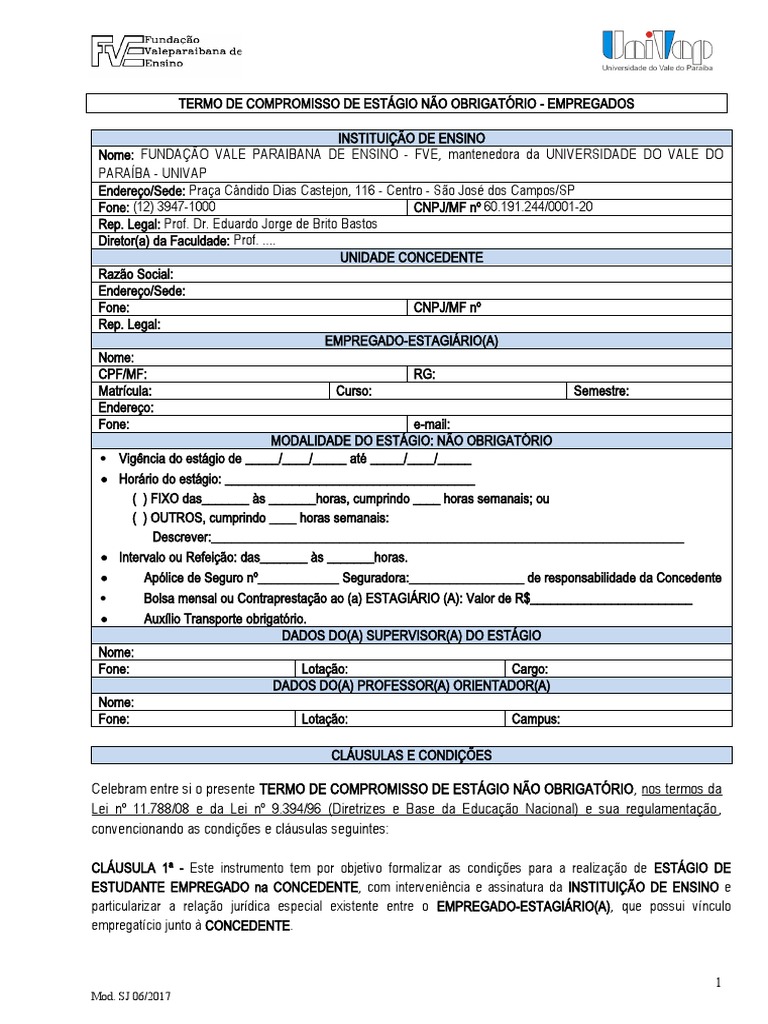 Termo de Estagio Nao Obrigatorio Empregados | PDF | Estágio | Procura ... Termo de Estagio Nao Obrigatorio Empregados | PDF | Estágio | Procura ...