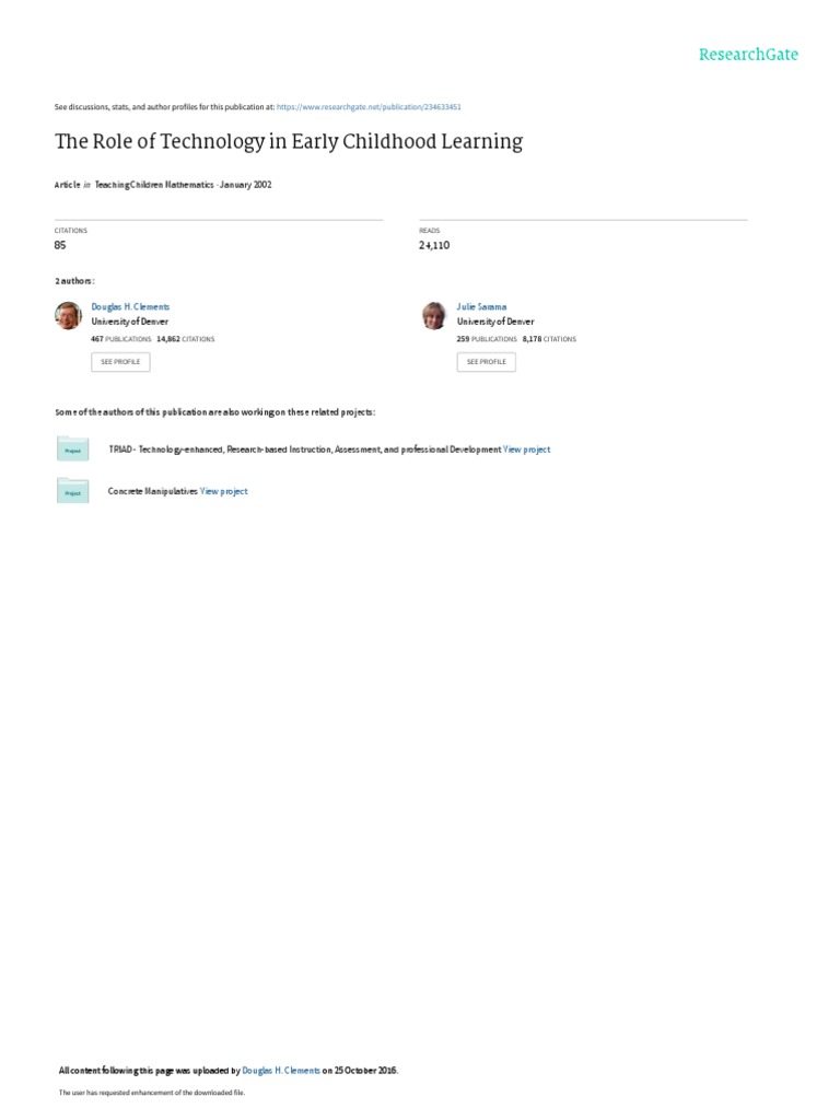 The Role of Technology in Early Childhood Learning: Teaching Children ...