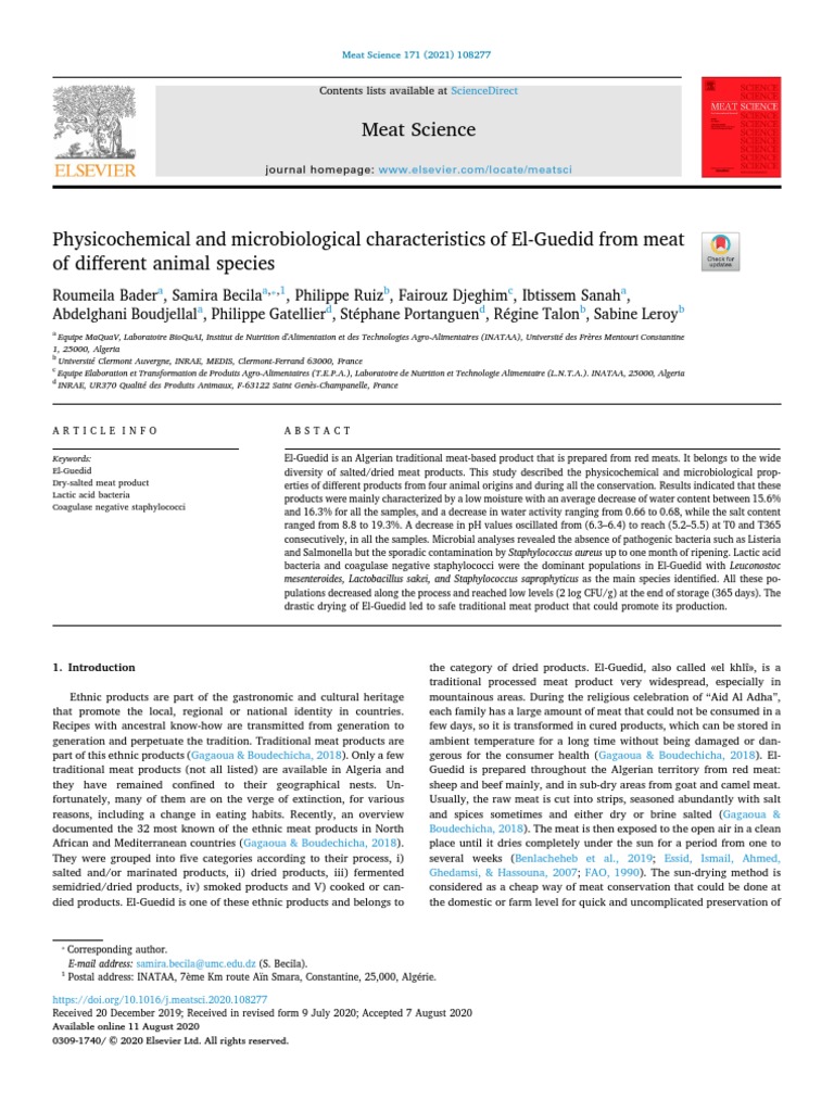 Physicochemical and Microbiological Characteristics of El-Guedid From ...