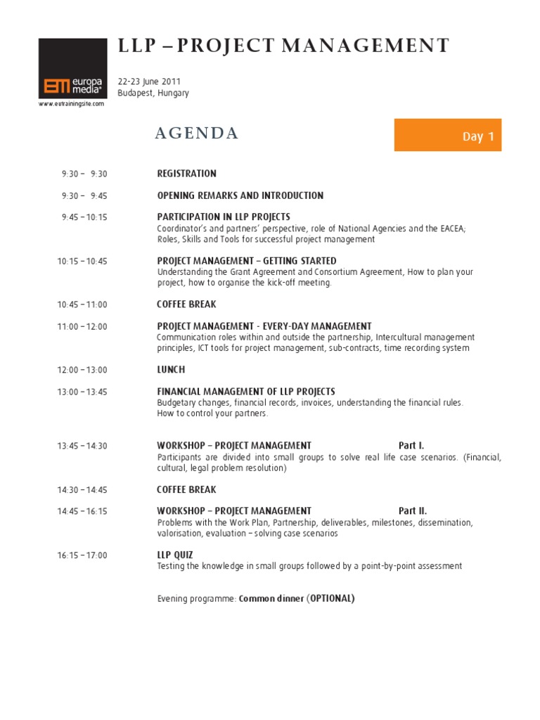 Lifelong Learning Programme-Training Agenda | PDF | Project Management ...