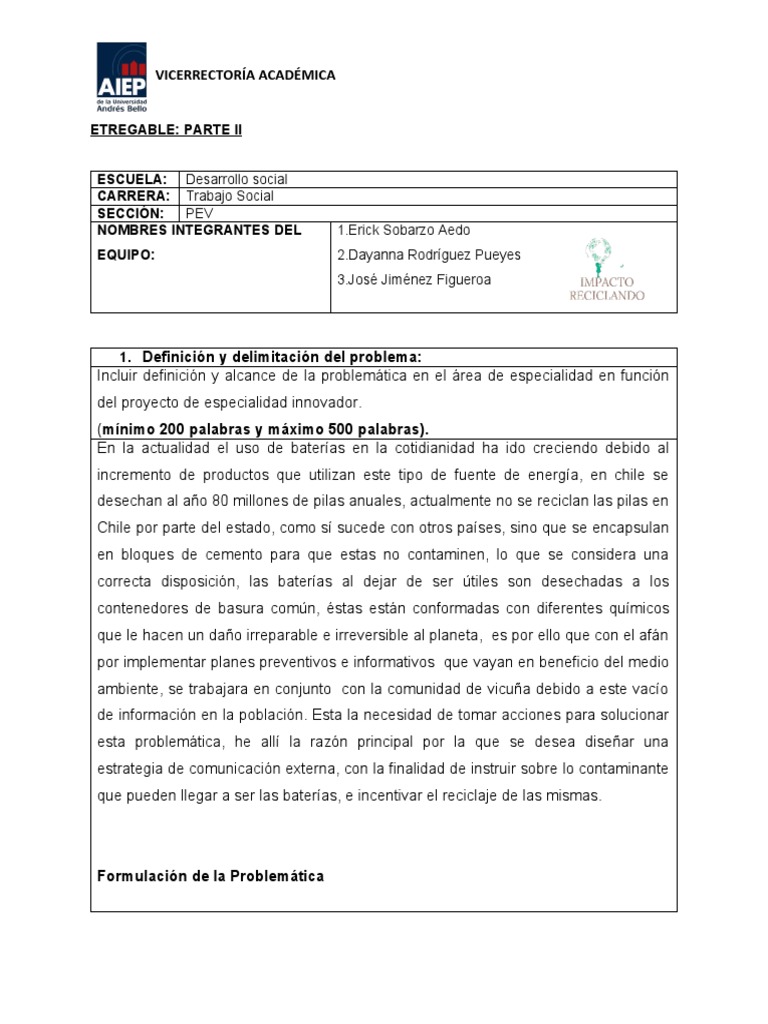 Entregable Parte 2 - Final | PDF | Reciclaje | Residuos