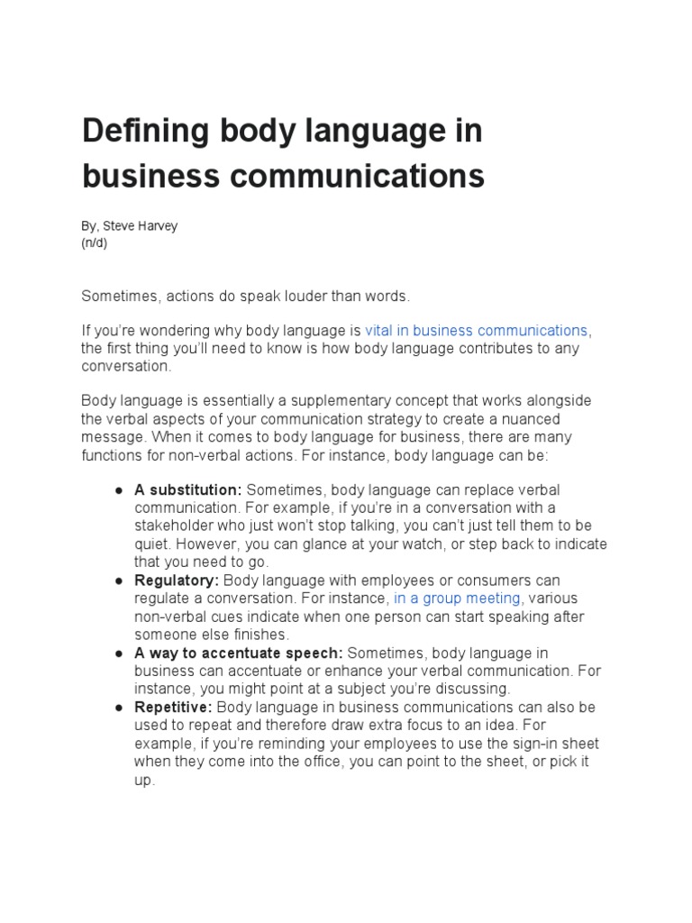 Reading - Listening Integrated Activity | PDF | Body Language ...