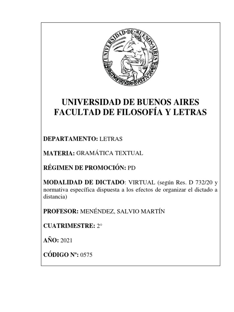 Gramática Textual UBA: Curso Virtual | PDF | Prueba (evaluación ...