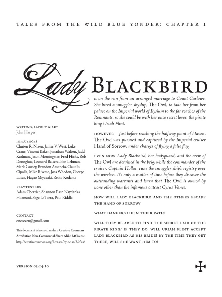 Blackbird: Tales From The Wild Blue Yonder: Chapter I | PDF | Ships | Goal