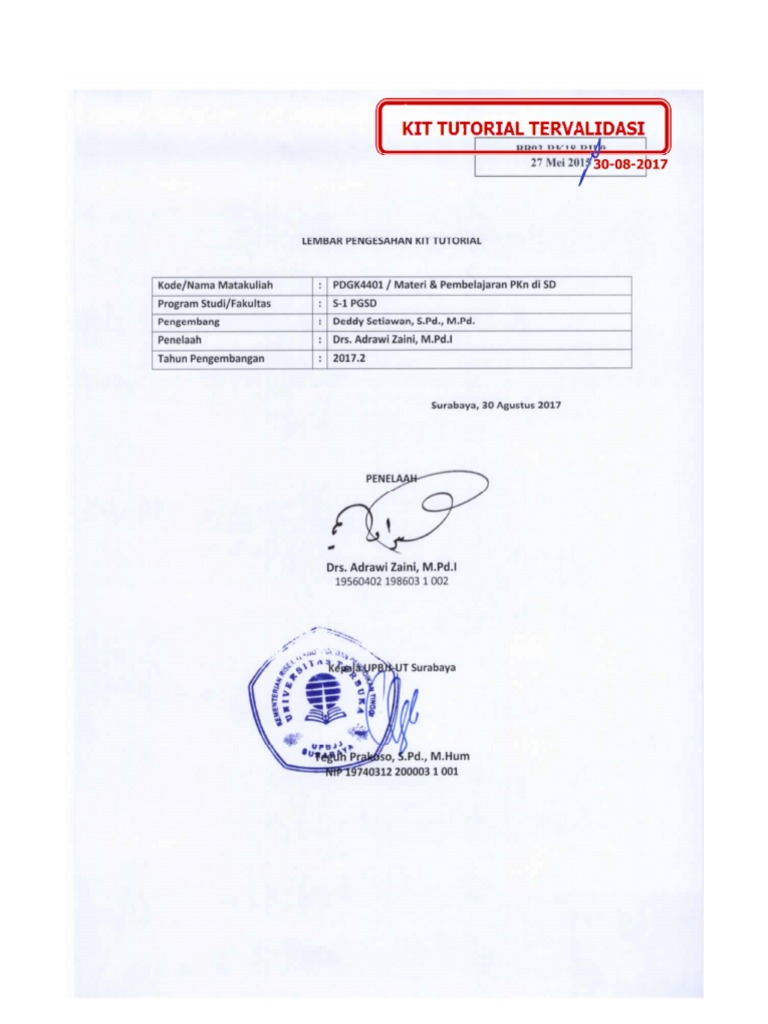 Rancangan Aktivitas Tutorial PKn SD | PDF