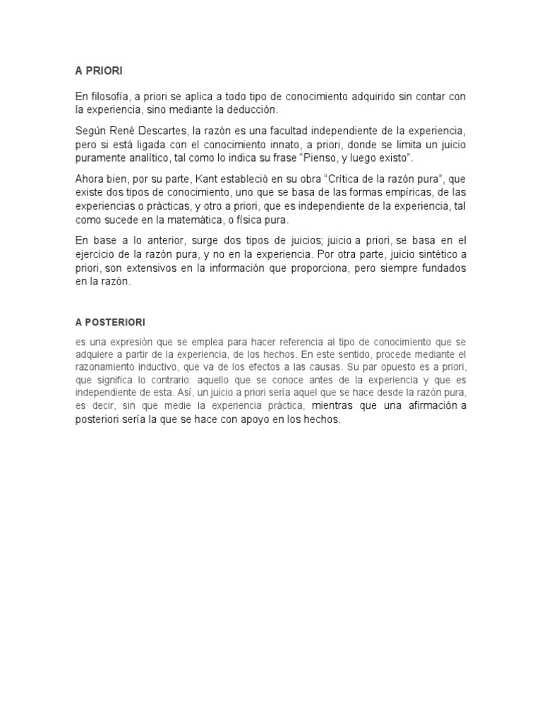 A Priori | PDF | Filosofía