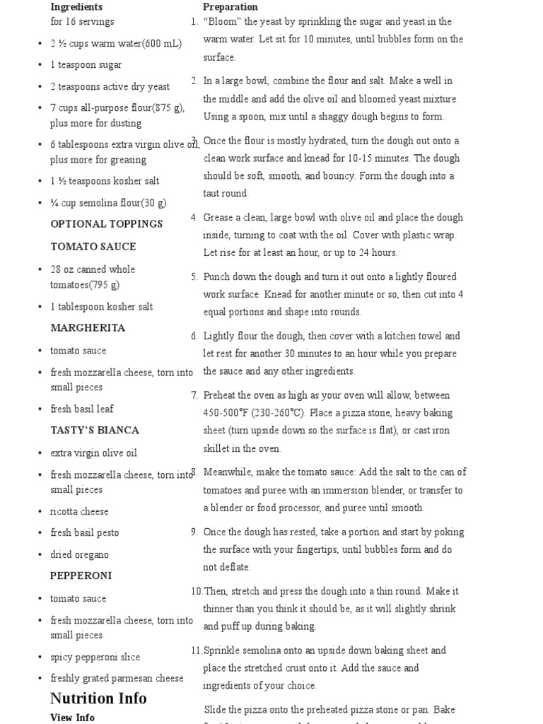Best Pizza Recipe | PDF | Pizza | Teaspoon