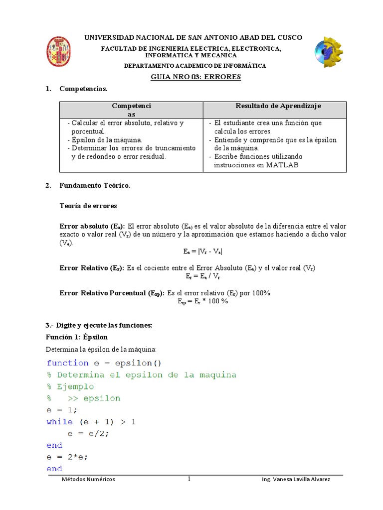 Errores Matlab | PDF | Medición | Science