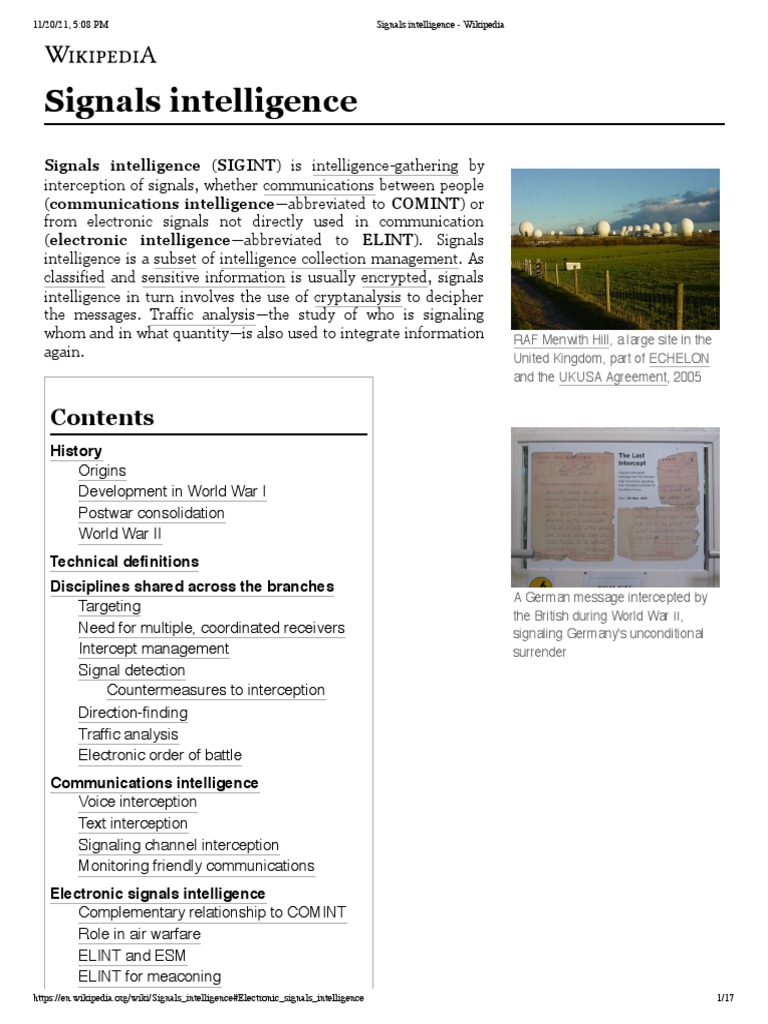 Signals Intelligence | PDF | Signals Intelligence | National Security