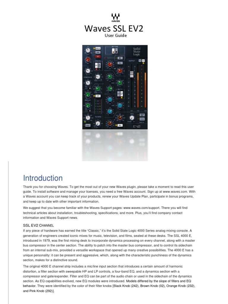 Waves SSL EV2: User Guide | PDF | Equalization (Audio) | Distortion