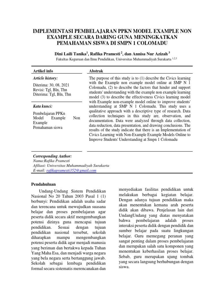 A220180024 Rafika Pramesti Artikel Ilmiah PLP 2 2021 | PDF