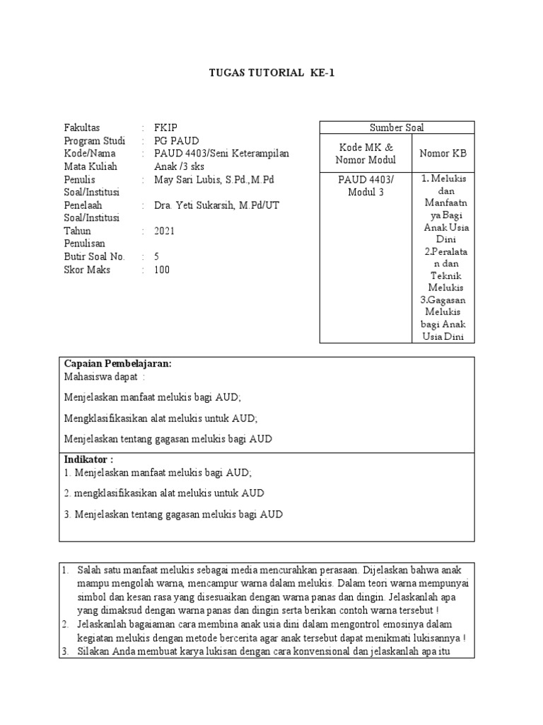 Tugas Tutorial Ke 1 | PDF