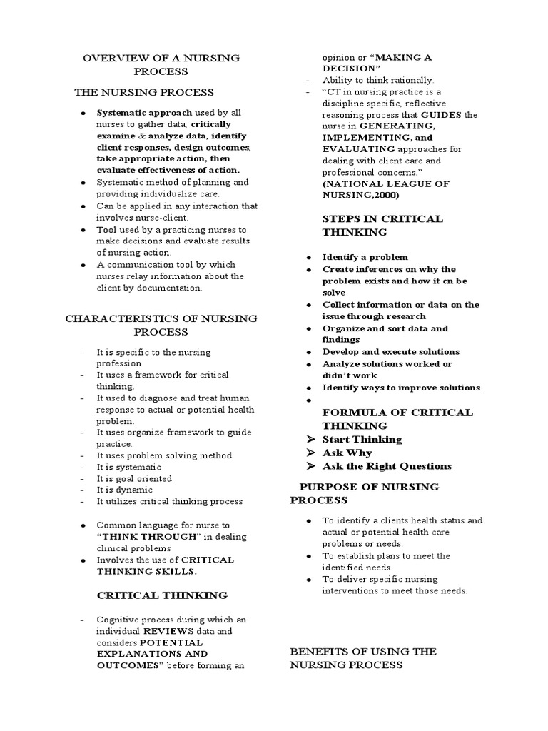 Overview of the Nursing Process | PDF | Neuropsychological Assessment ...