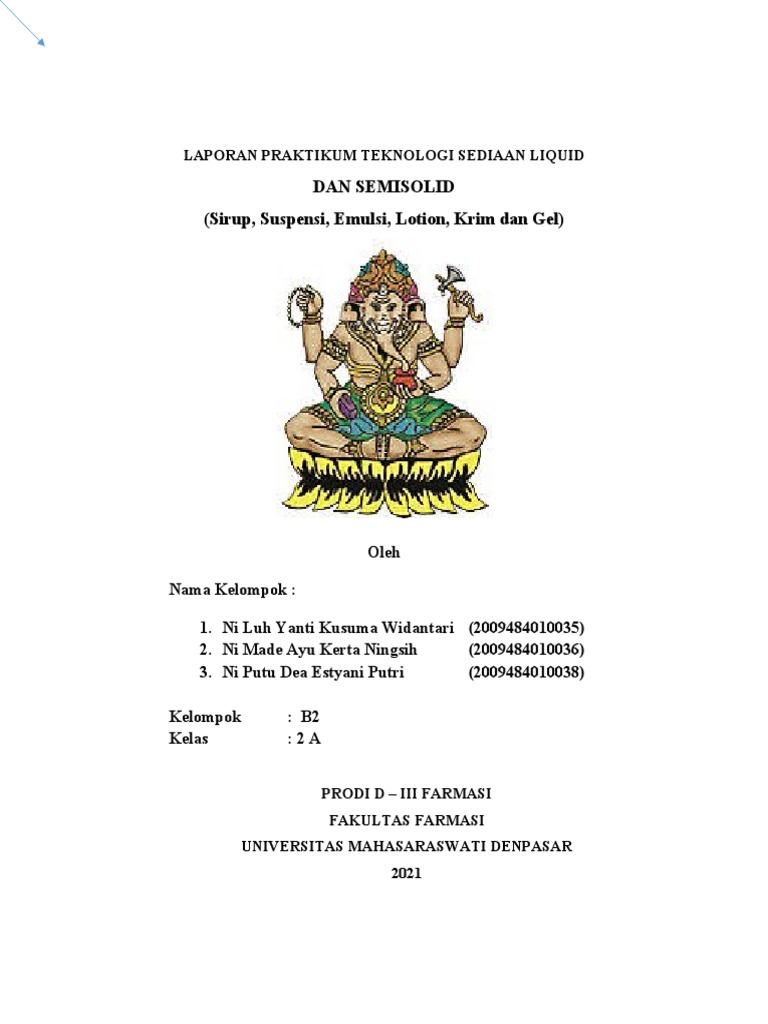 2a - Kelompok B2 - Laporan Praktikum Teknologi Sediaan Liquid Dan Semi Solida | PDF