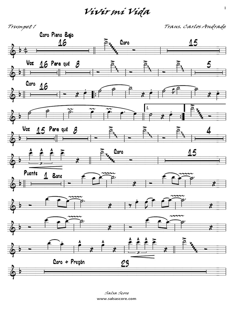001 Vivir Mi Vida - Trumpet 1 | PDF
