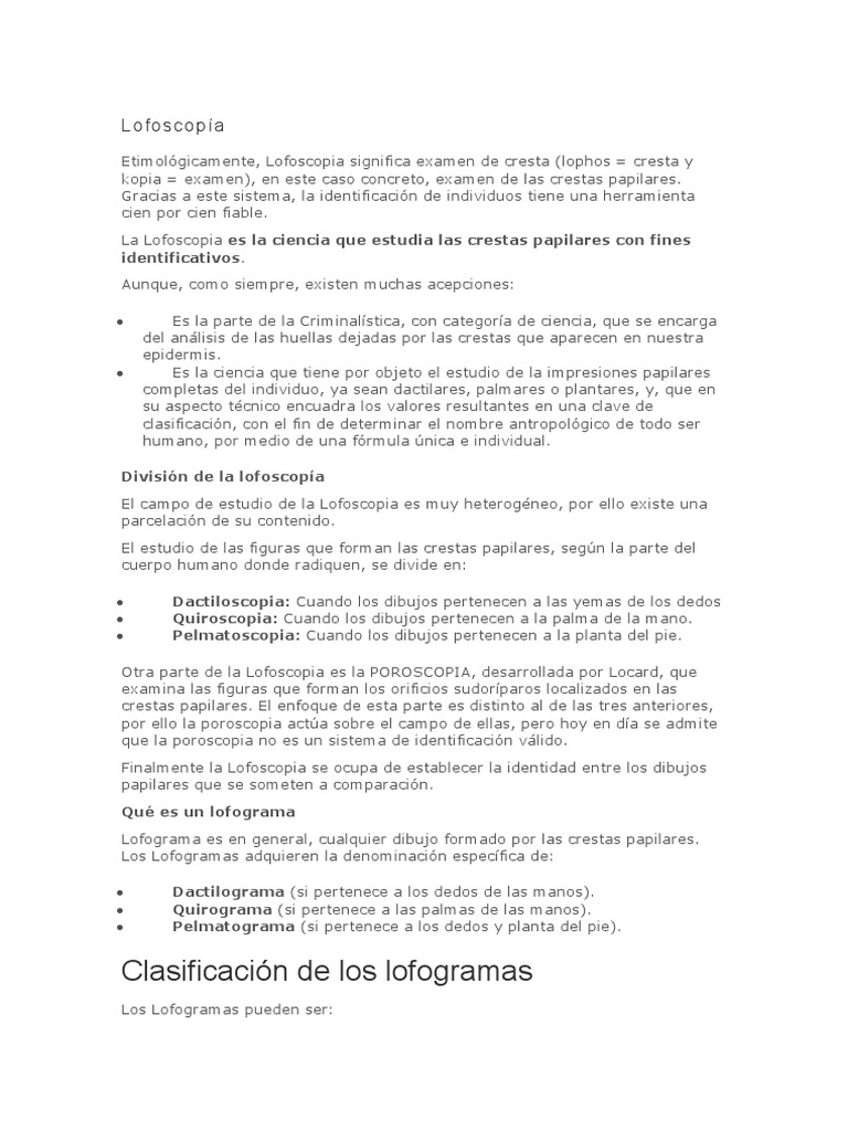 LOFOS | PDF | Huella dactilar | Piel