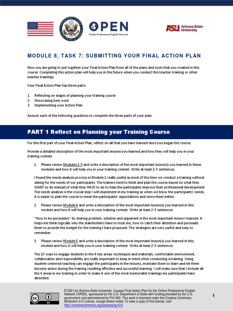 Sample Participant - Action Plan | Download Free PDF | Teachers ...
