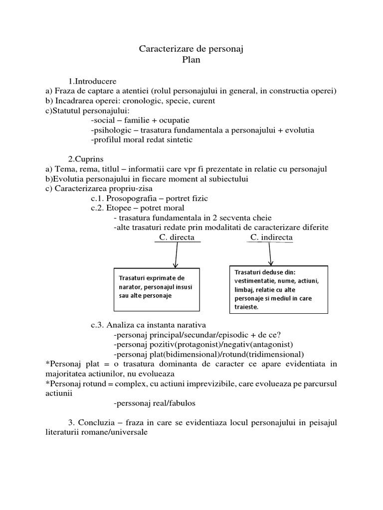 Caracterizare de Personaj - Plan | PDF