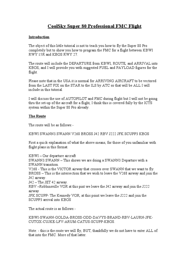 CoolSky Super 80 Professional FMC Flight | PDF | Aviation | Aerospace