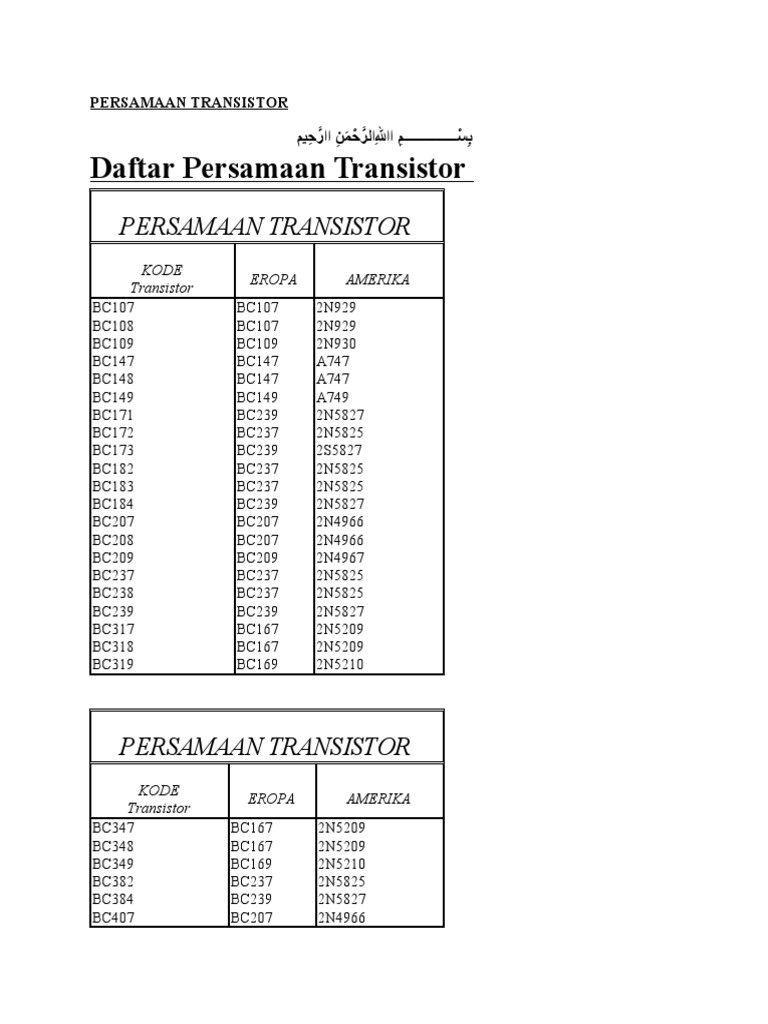 Daftar Persamaan Transistor SMD | PDF | Information And Communications ...