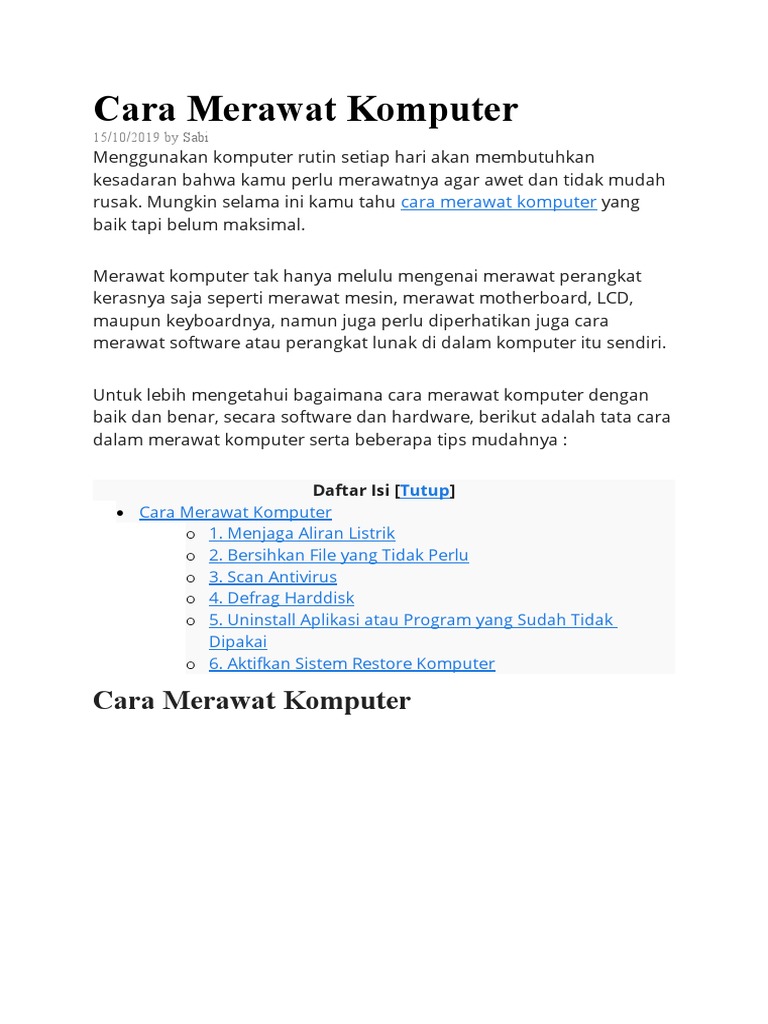 Cara Merawat Komputer | PDF