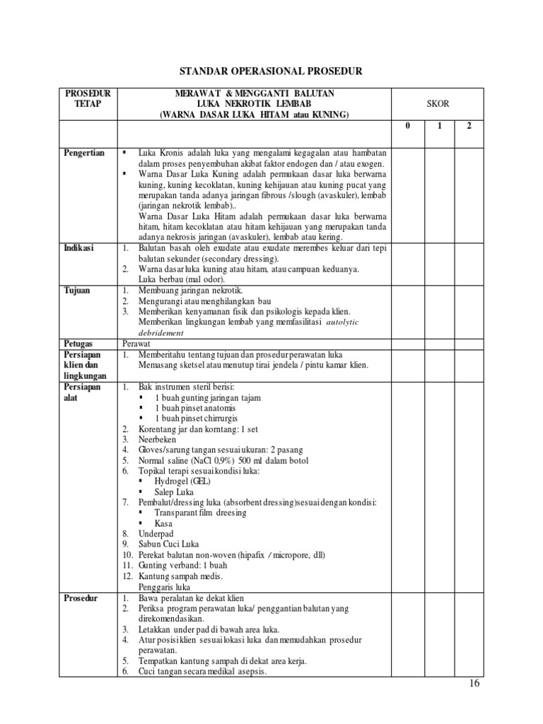 Lembar Checklist Perawatan Luka | PDF