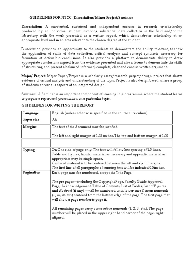 Guidelines For Writing The Report NTCC | PDF | Thesis | Citation