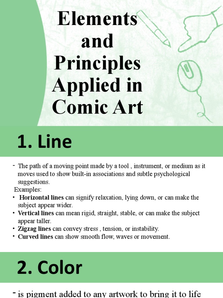 Elements and Principles Applied in Comic Art | PDF | Shape | Cartoon