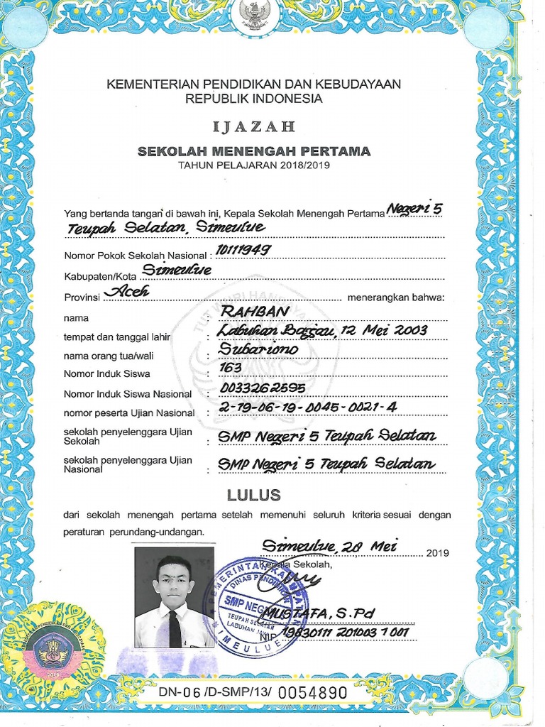 Ijazah SMP | PDF