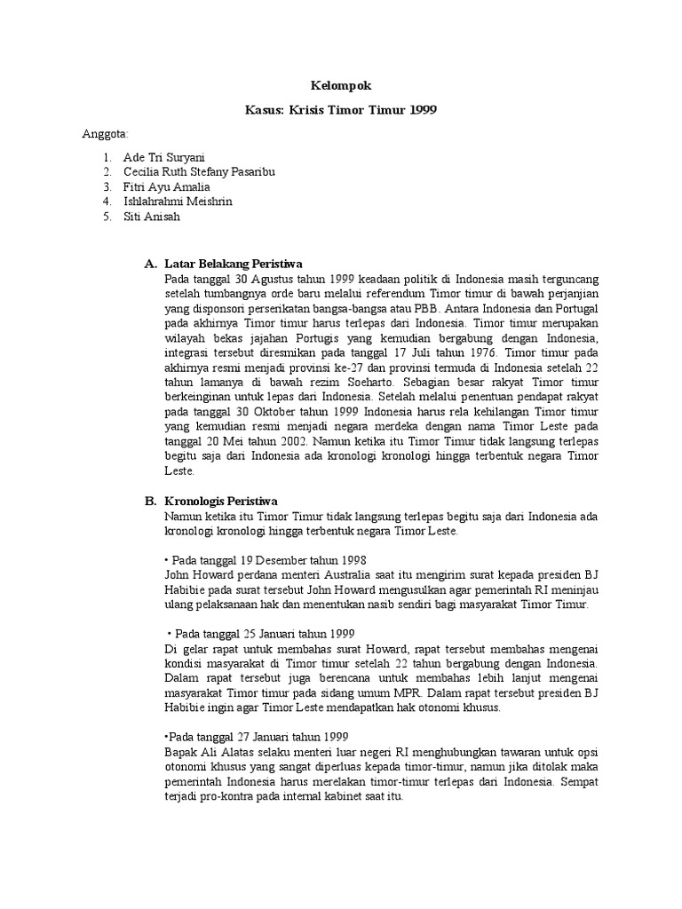 Krisis dan Referendum Timor Timur 1999 | PDF